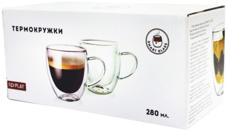 Набор термокружек с двойными стенками 2-Pack (стекло, 280 мл.) - купить ...